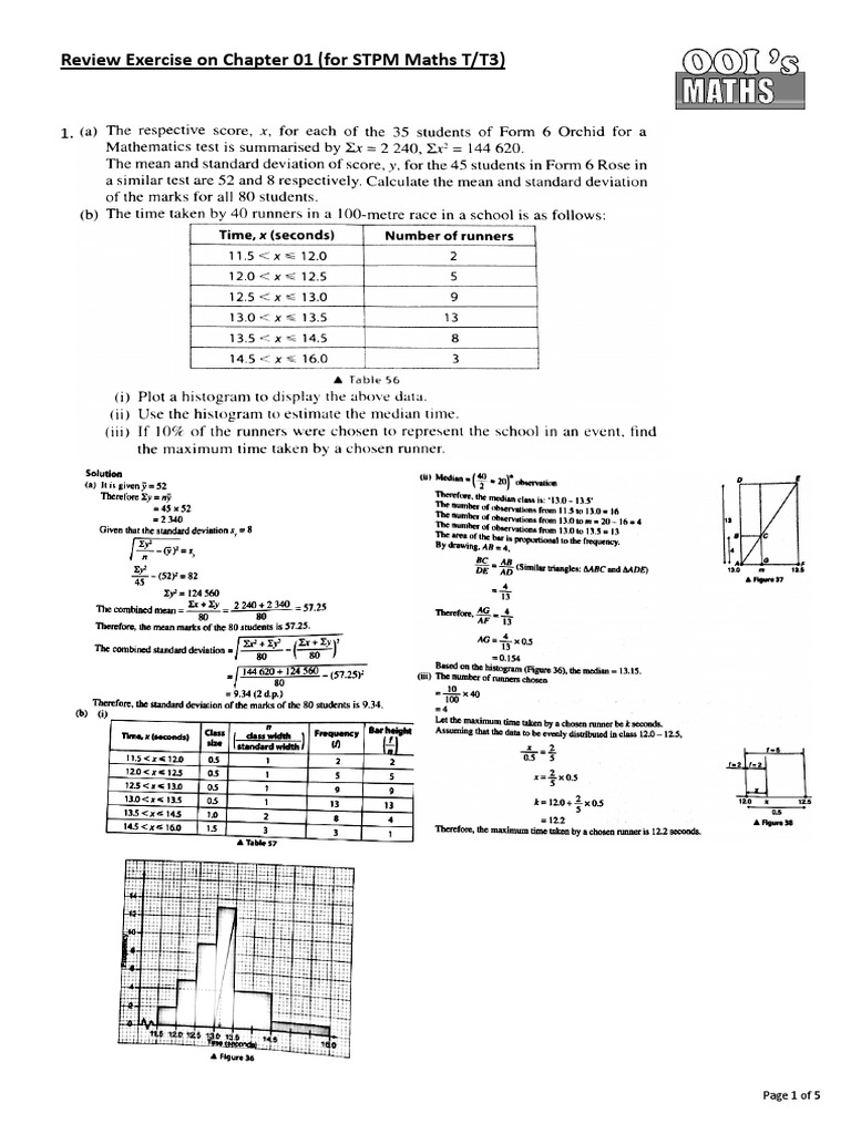 Review Exercise On Chapter 01 (For STPM Maths T/T3) : Page 1 of 5 | PDF