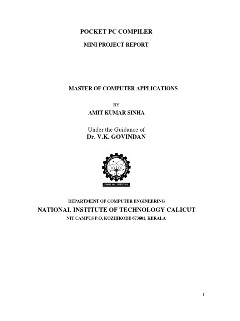 Pocket PC Compiler: Mini Project Report | PDF | Library (Computing) | Compiler