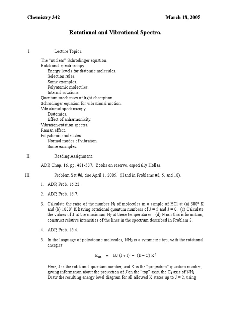Rotational and Vibrational Spectra Overview | PDF | Spectroscopy ...