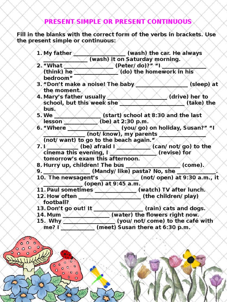 Present Simple or Present Continuous Key | PDF