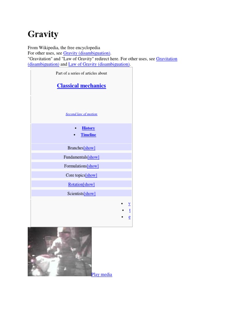 Gravity: Classical Mechanics | PDF | Gravity | General Relativity