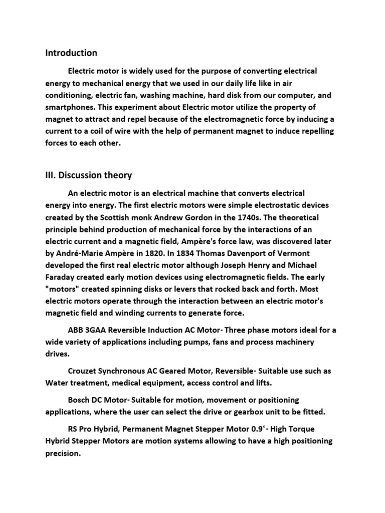 Experiment 4 Simple Motor | PDF | Electric Motor | Magnetic Field