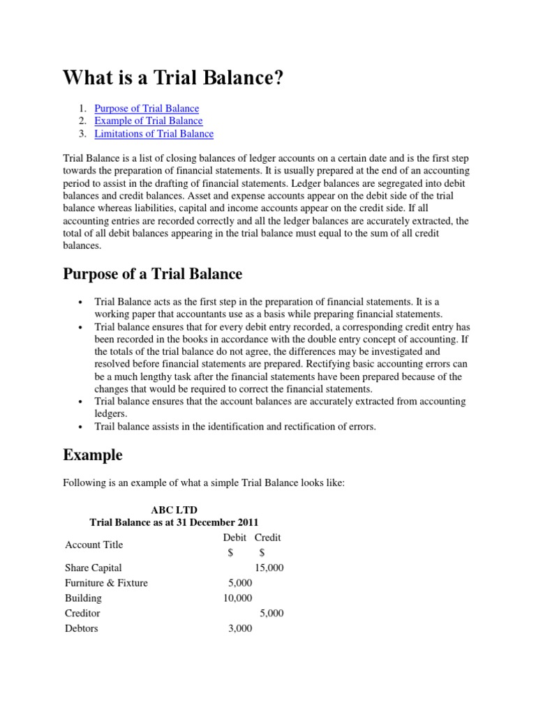 Trial Balance Guide for Accountants | PDF | Debits And Credits | Accounting