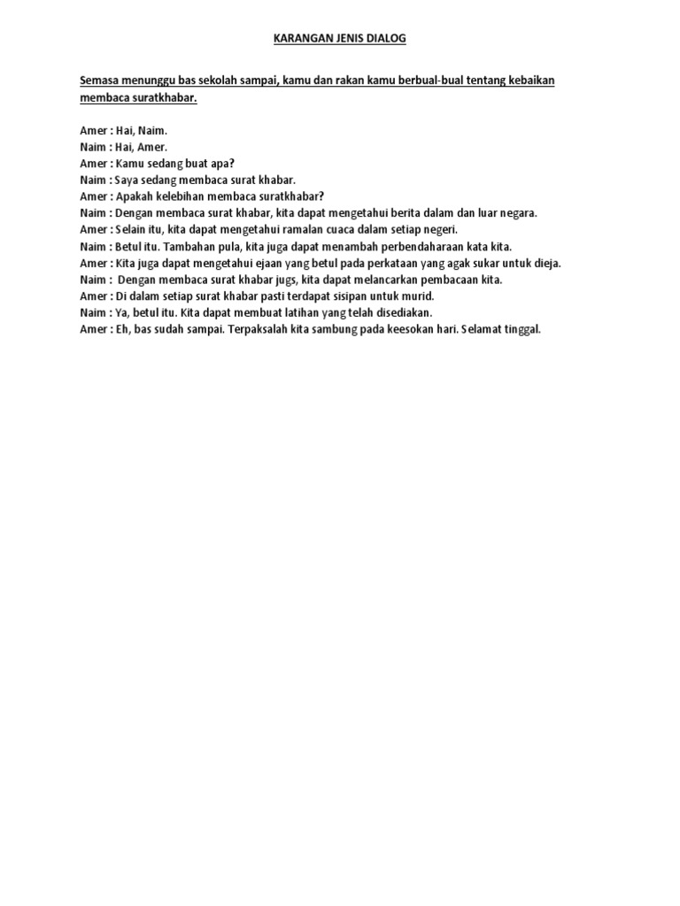 Karangan Jenis Dialog | PDF