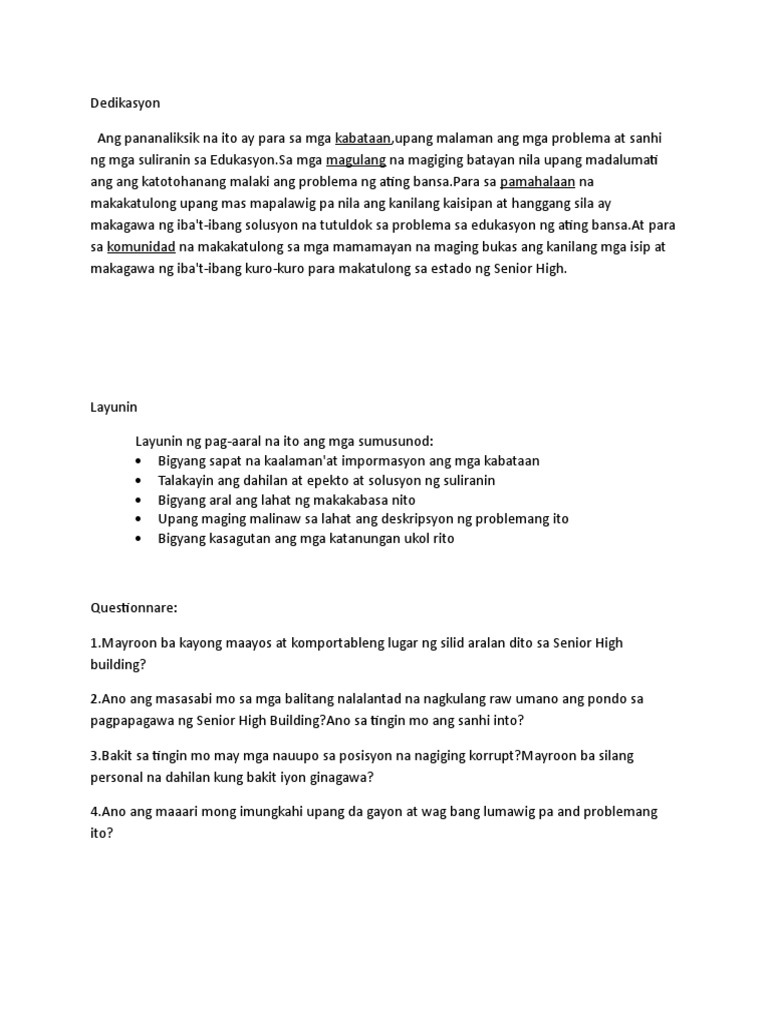 Dedikasyon Layunin at ... | PDF