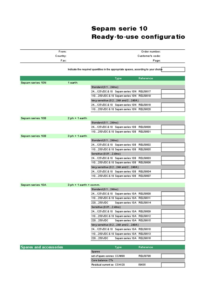 Order Form - Sepam & Sepam NPP | PDF | Electrical Connector ...