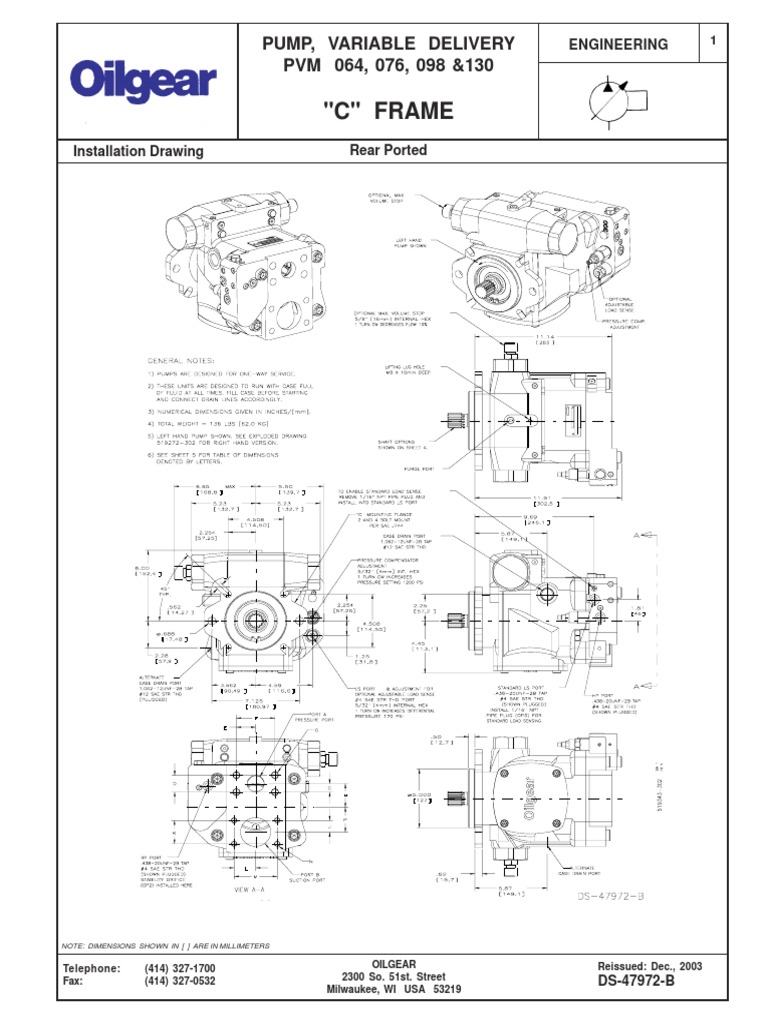 "C" Frame: Pump, Variable Delivery PVM 064, 076, 098 &130 | PDF | Motor ...