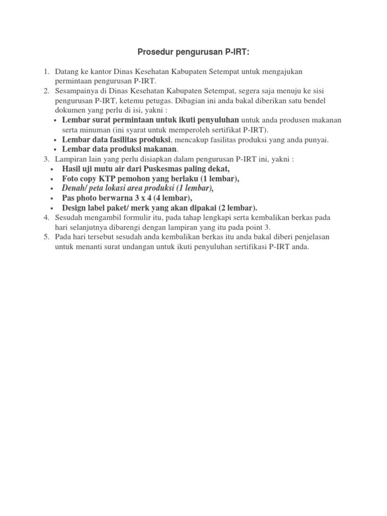 Prosedur Pengurusan PIRT | PDF