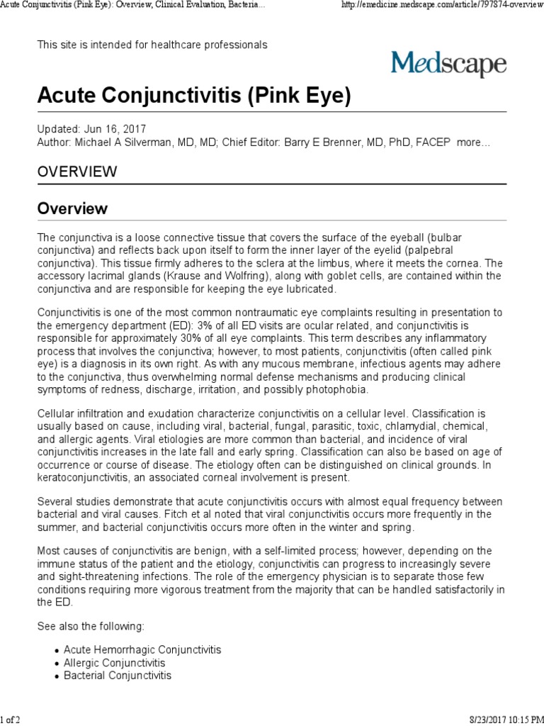 Acute Conjunctivitis (Pink Eye) - Overview, Clinical Evaluation ...