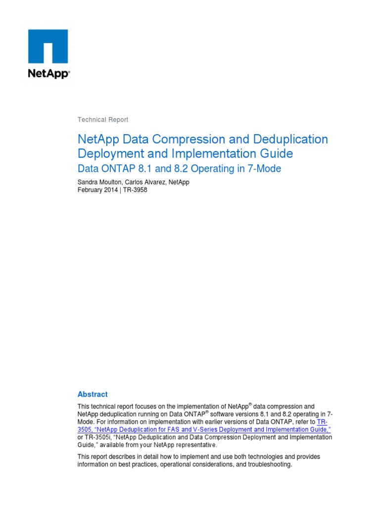 Tr-3958 NetApp Data Compression and Deduplication | PDF | Data Compression | Computer Data Storage