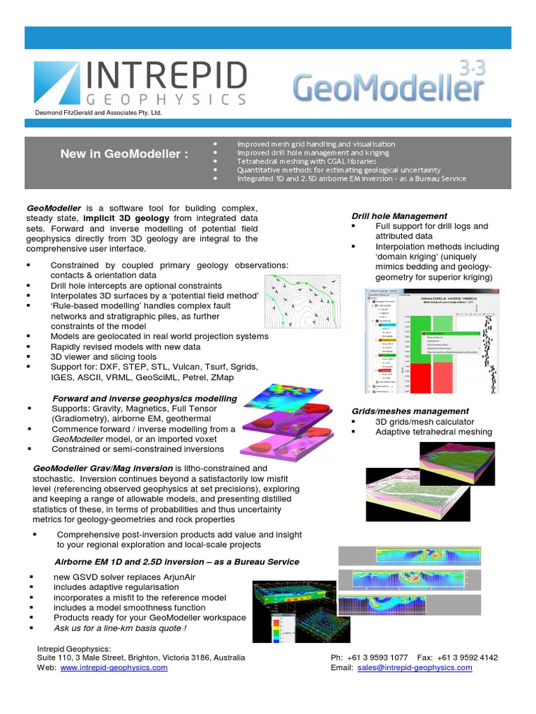 01 GeoModeller v33 Brochure | PDF | Geology | Scientific Modeling