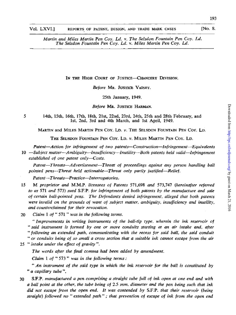 The Selsdon Fountain Pen | PDF | Patent Infringement | Pen