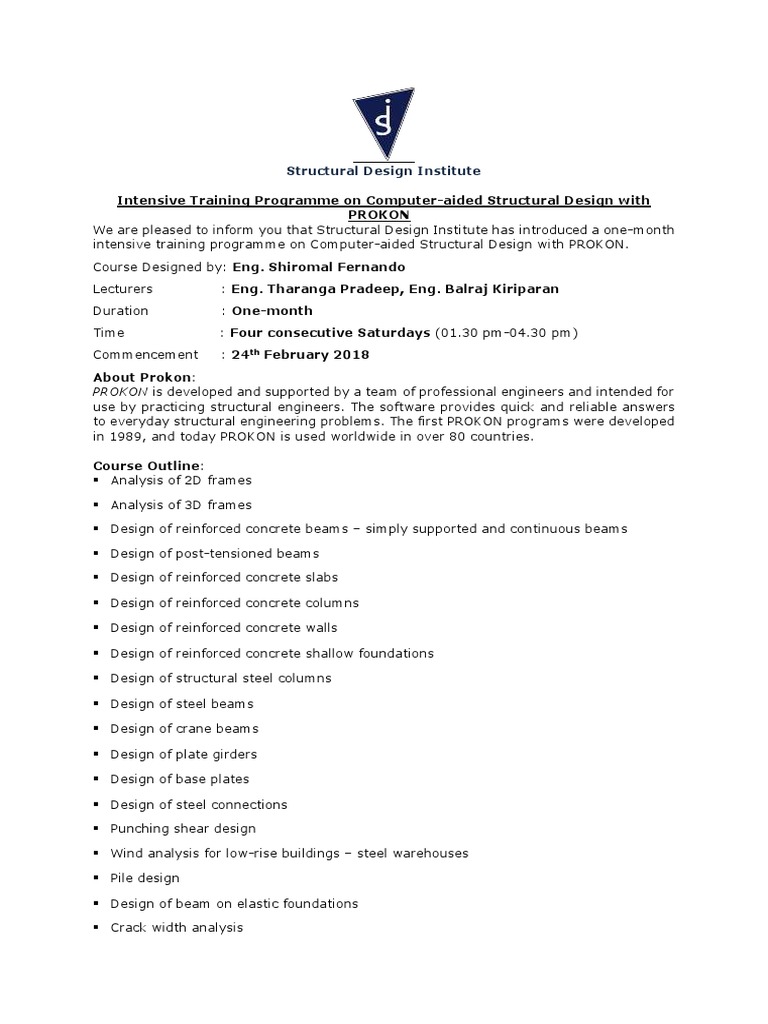PROKON Training for Structural Engineers | PDF