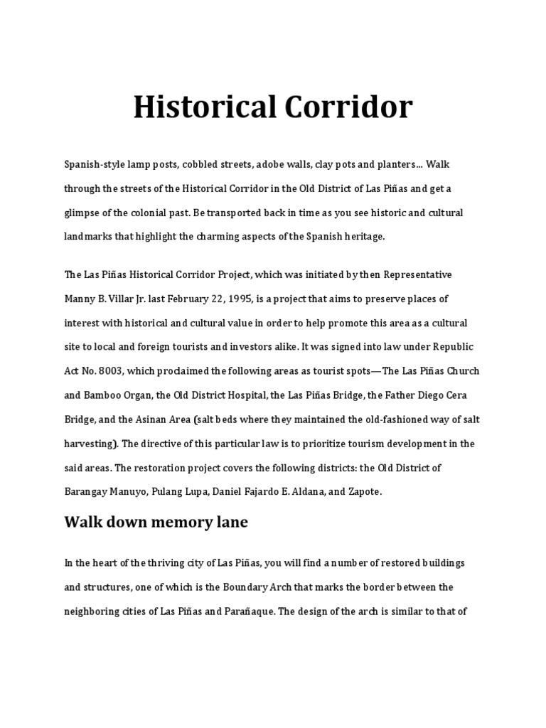 Historical Corridor: Walk Down Memory Lane | PDF