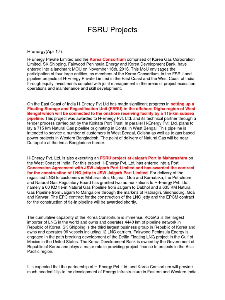 FSRU Projects | PDF | Liquefied Natural Gas | Gases