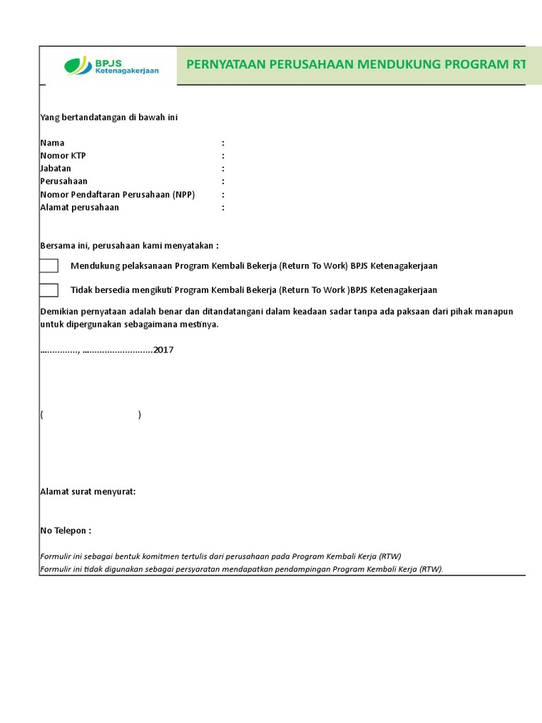 Form Komitmen Perusahaan | PDF
