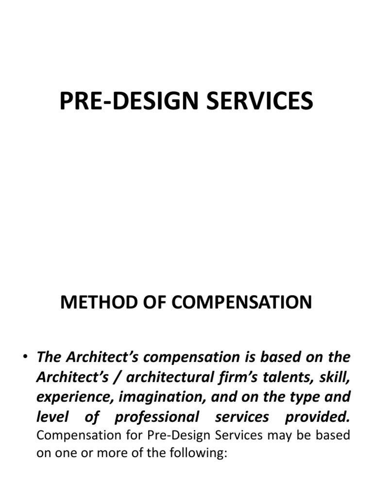 Pre Design Services | PDF | Per Diem | Architect