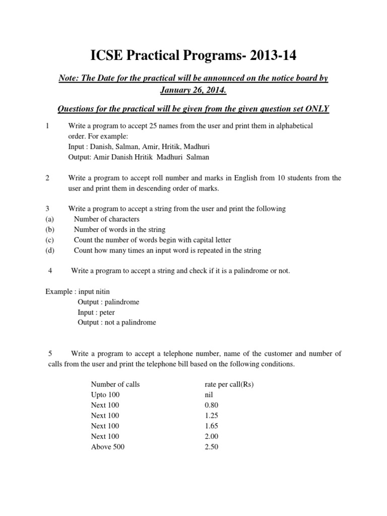 Rani Icse Practicals Pdf String Computer Science Constructor Object Oriented Programming