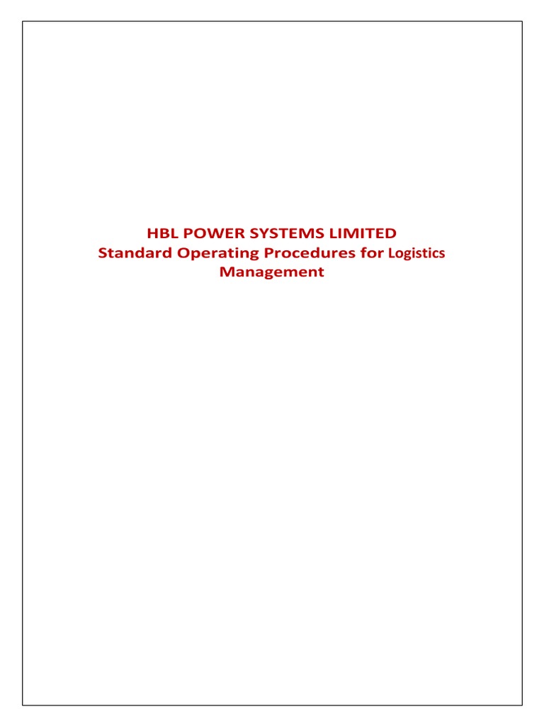4.SOP On Logistics Management | PDF | Logistics | Inventory