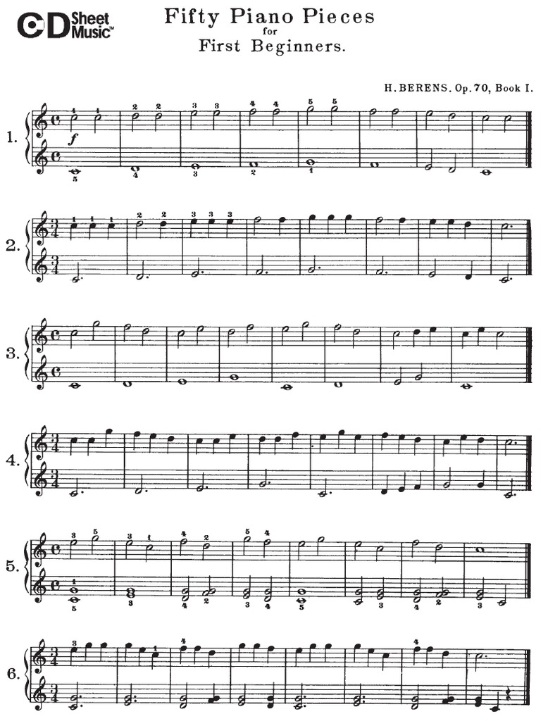 50 Piano Pieces For Beginners PDF | PDF