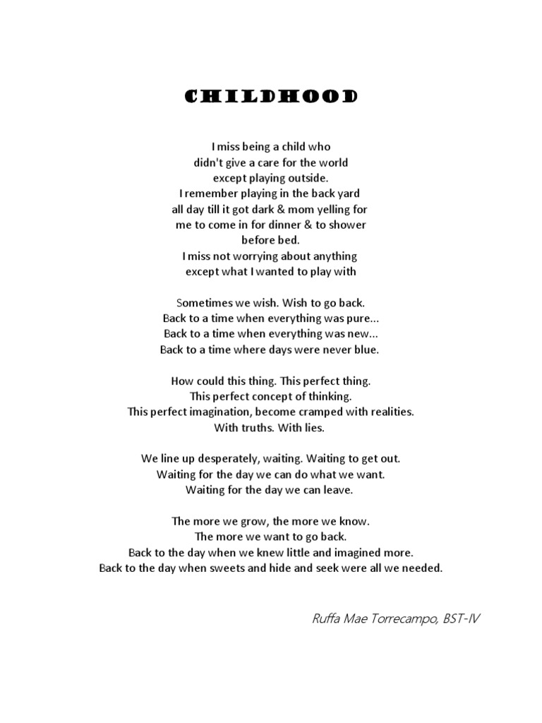 Nostalgia for carefree childhood days spent playing outside | PDF