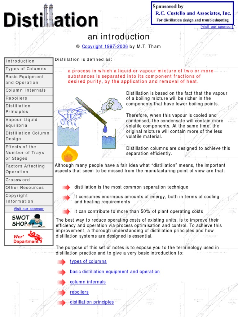 Introduction To Distillation | PDF | Distillation | Chemical Process ...
