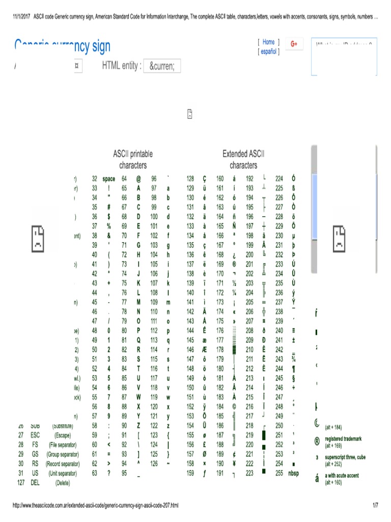 ASCII Code List | PDF