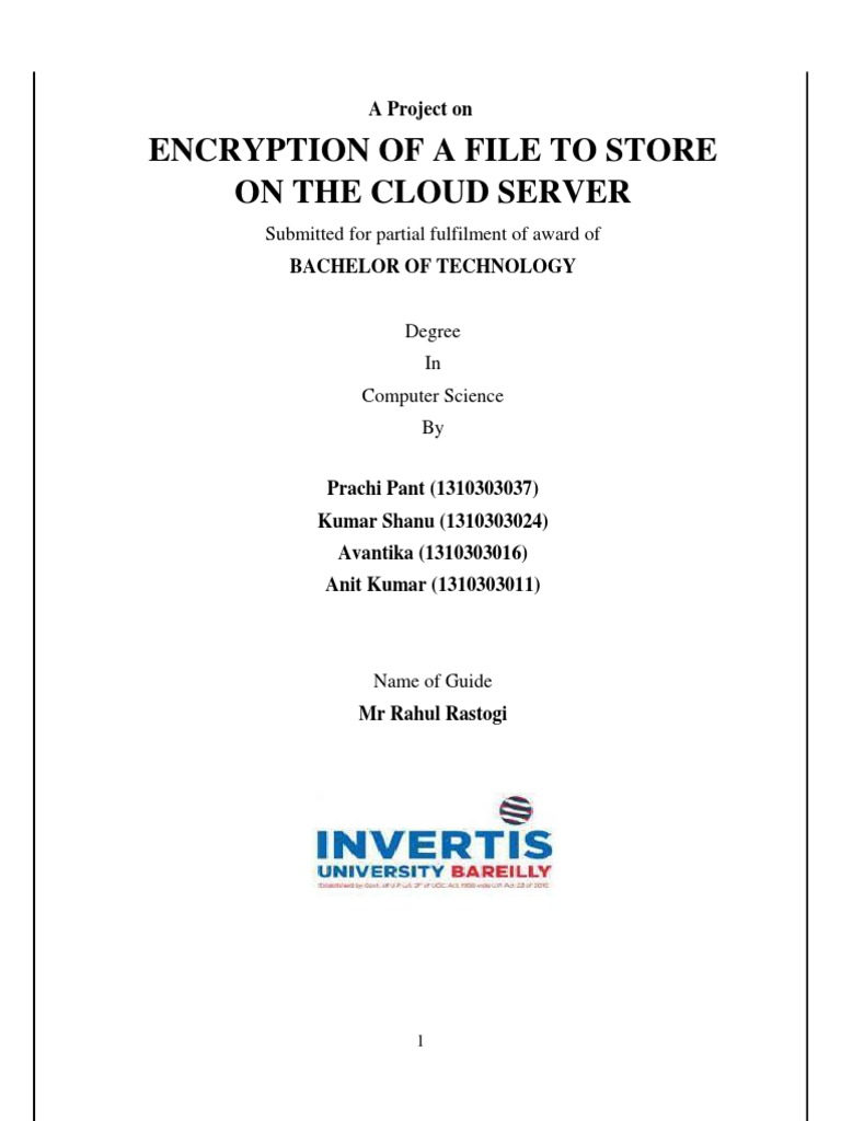 Project Report 2017 | PDF | Encryption | Key (Cryptography)