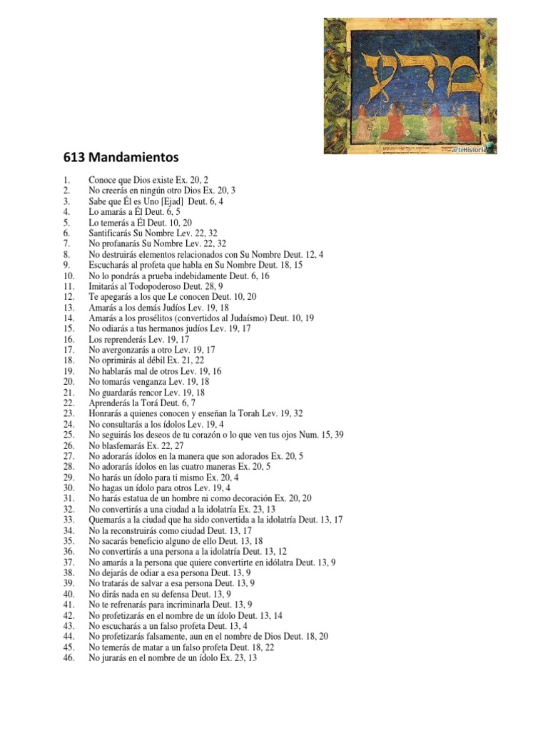 613 Mandamientos | PDF | Sucot | Diez Mandamientos