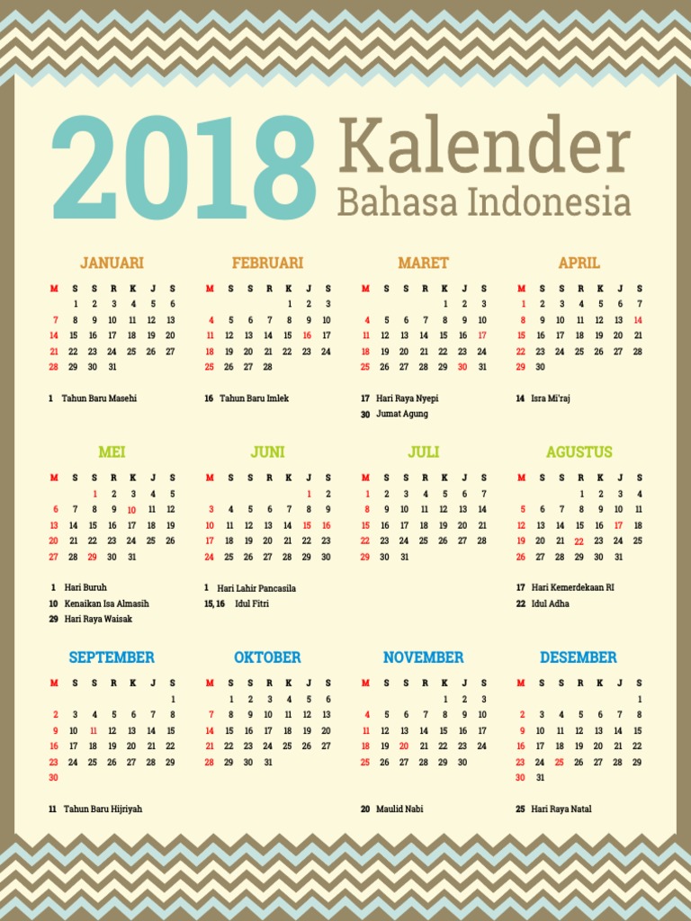 Kalender Indonesia 2017 Design Retro PDF | PDF