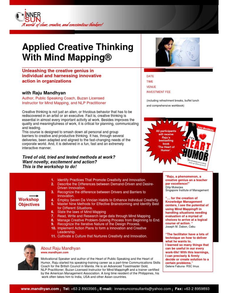 Applied Creative Thinking With Mind Mapping Pdf Creativity