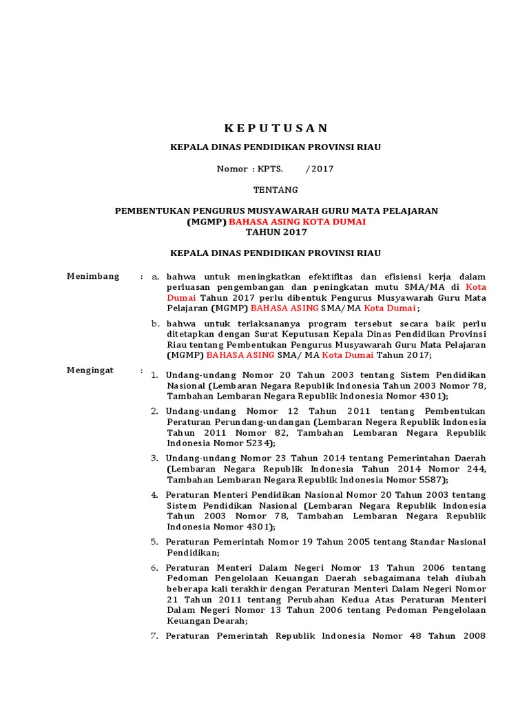 SK MGMP Contoh | PDF