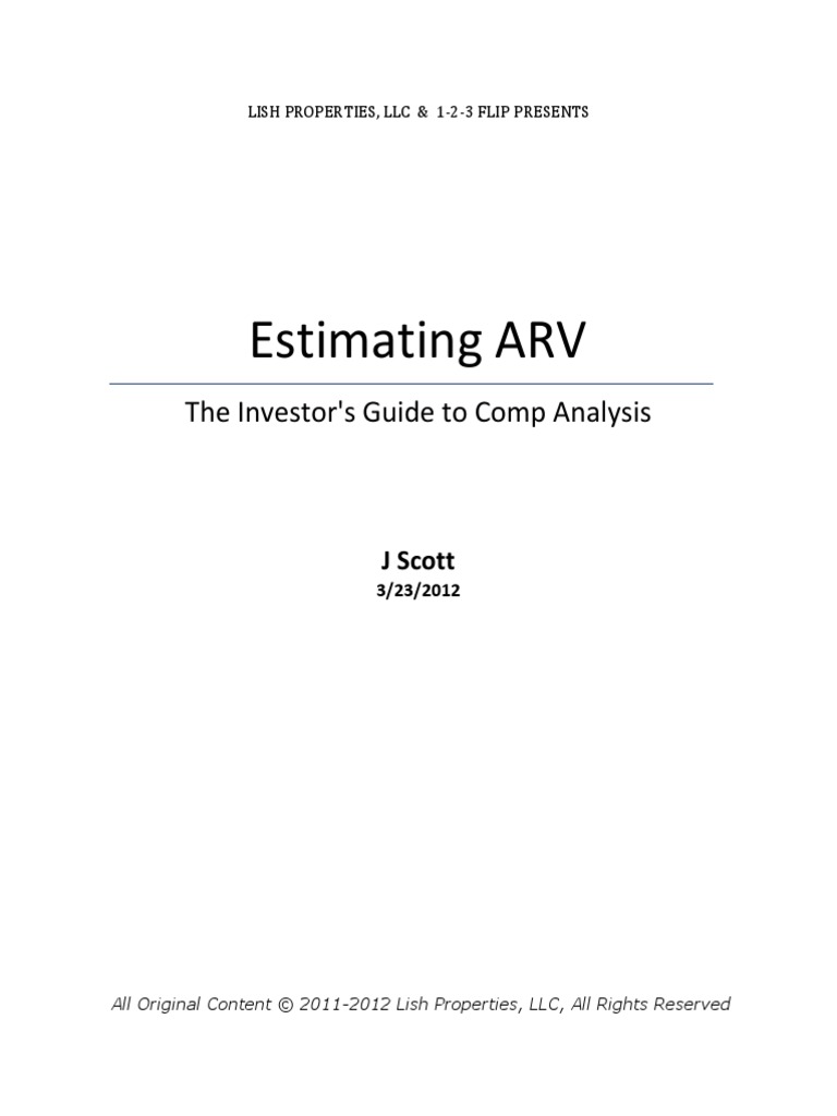 Estimating ARV: The Investor's Guide To Comp Analysis | PDF | Real ...