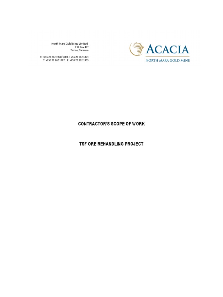 Scope of Works-TSF Ore Rehandling To ROM Pad | PDF | Occupational ...