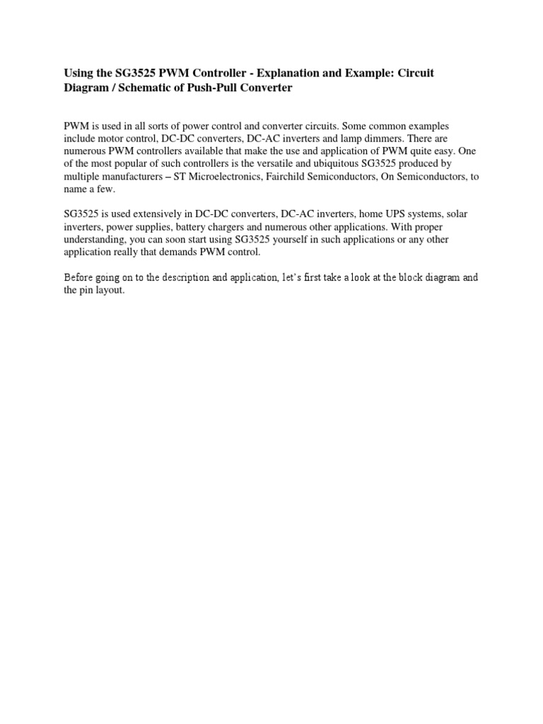 SG3525 PWM Controller Circuit Diagram Explains Push-Pull Converter | PDF | Capacitor | Mosfet