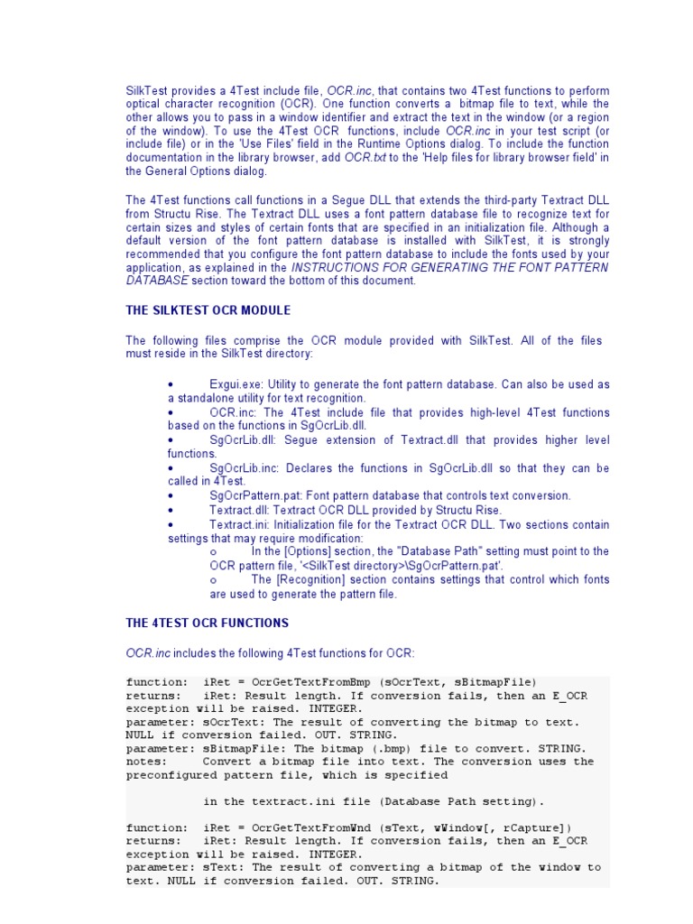 SilkTest OCR Module Guide | PDF | Optical Character Recognition ...