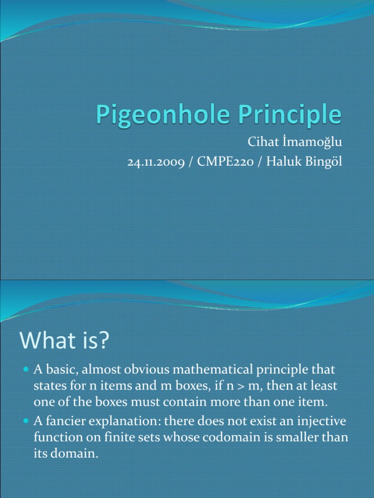 Pigeonhole Principle | PDF | Discrete Mathematics | Mathematical Concepts