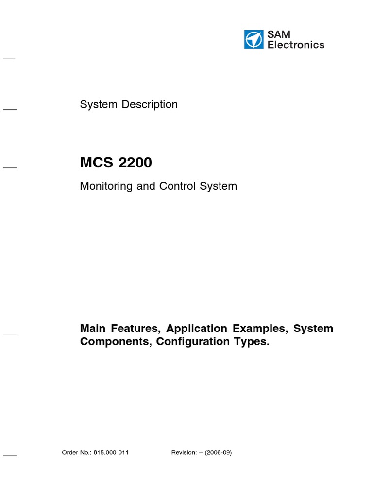 System Description MCS2200 | PDF | Computer Monitor | Automation