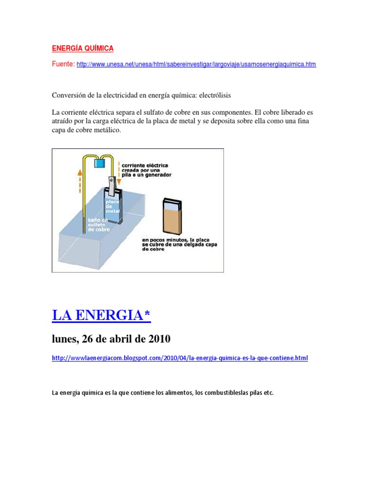 Energía Química | PDF | Generación eléctrica | Energía solar