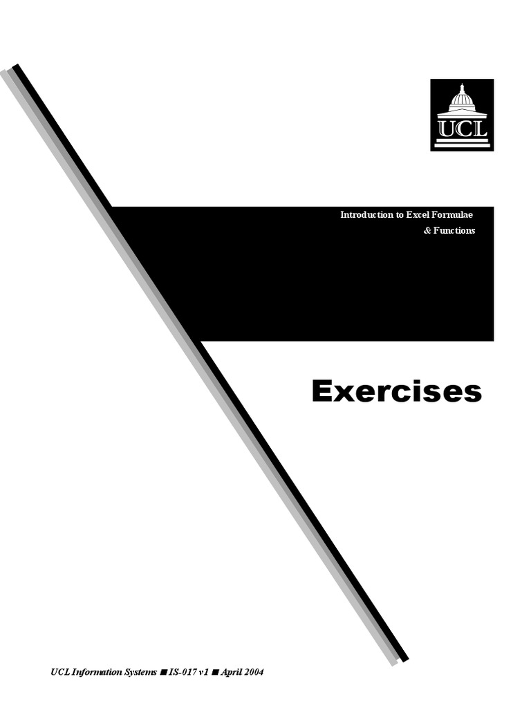 Excel Formulae & Functions Exercises | PDF | Microsoft Excel | Spreadsheet