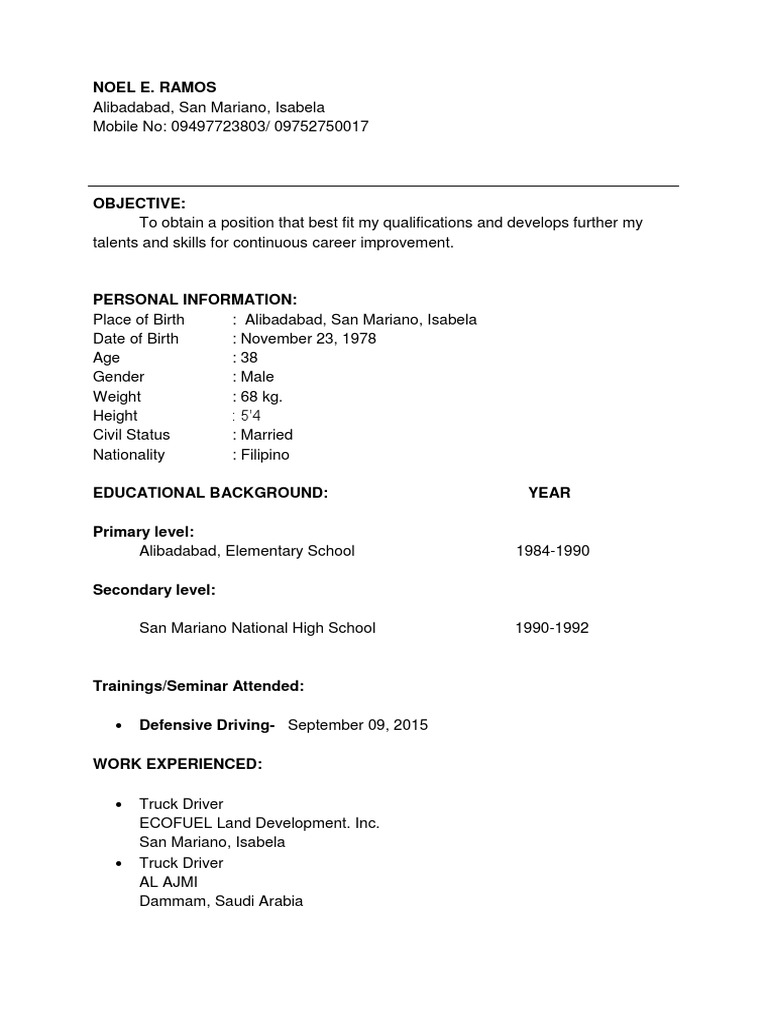 Format of Resume | PDF