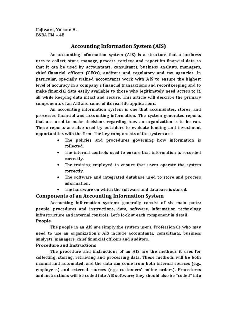 Accounting Information System Ais People Pdf Information System Accounting