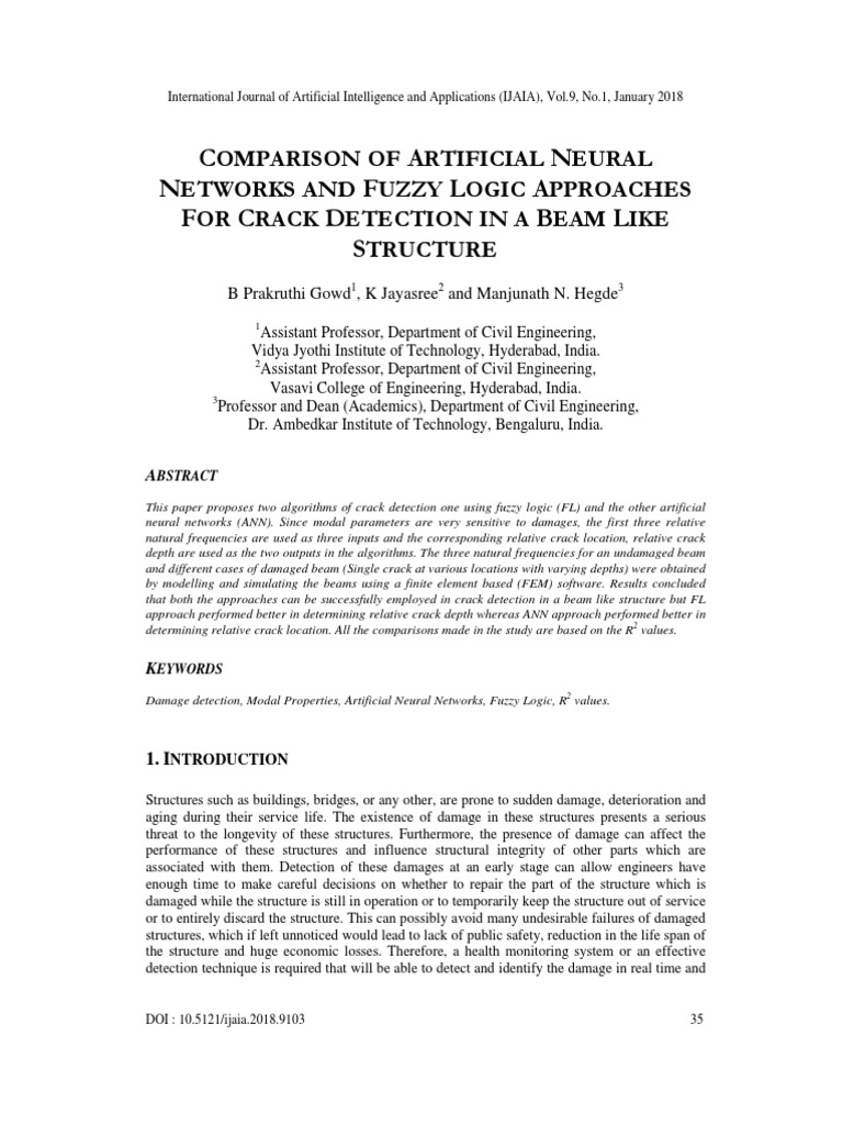 Comparison of Artificial Neural Networks and Fuzzy Logic Approaches For Crack Detection in A ...