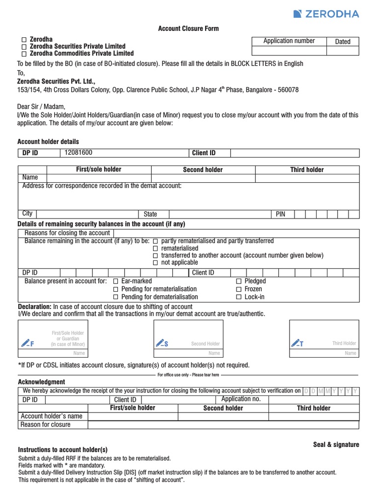 Account Closure Form | PDF | Service Industries | Financial Services