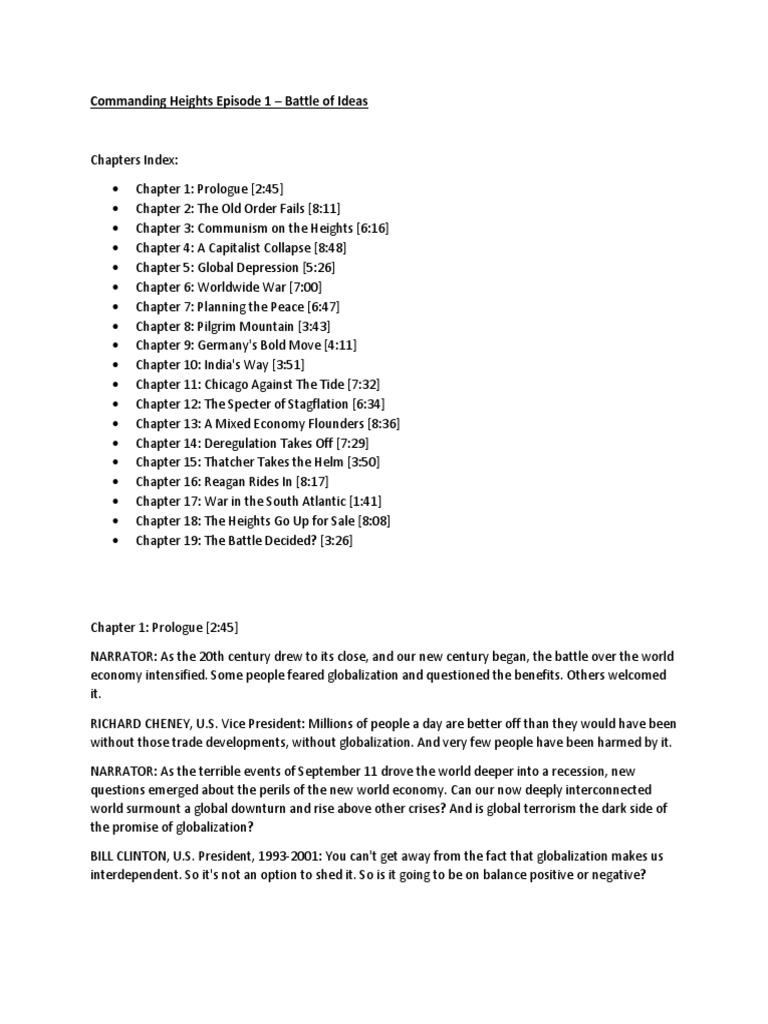 Commanding Heights Episode 1 | PDF | John Maynard Keynes | Friedrich Hayek