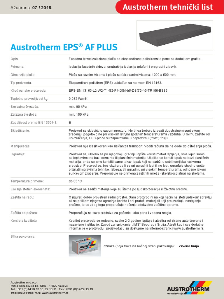 Tehnicki List EPS AF PLUS | PDF