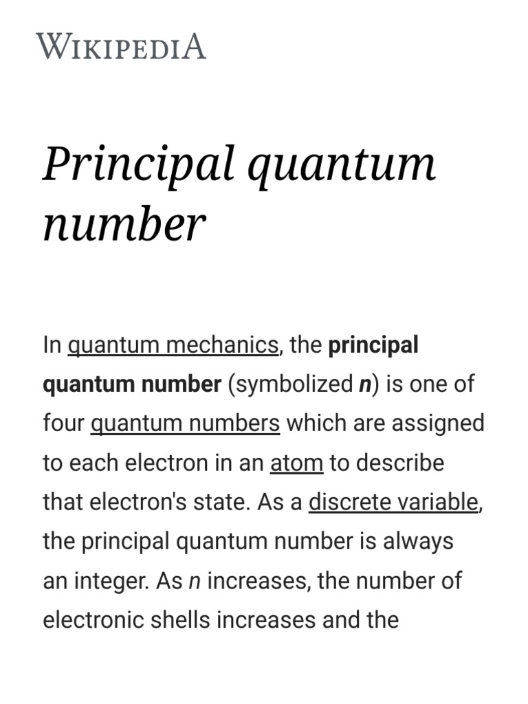 Principal Quantum Number | PDF | Quantum Mechanics | Atomic Orbital