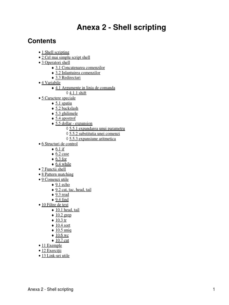 Anexa 2 - Shell Scripting PDF | PDF