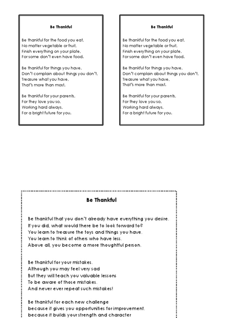 Be Thankful Poem | PDF