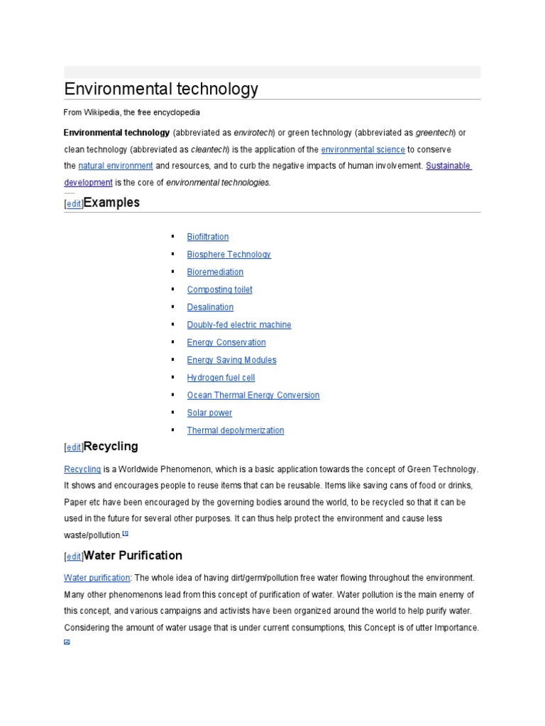Overview of Environmental Technology | PDF | Environmental Technology ...